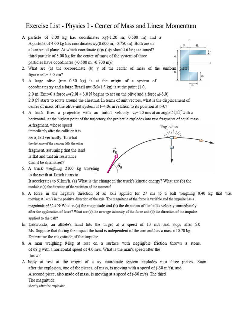 Exercises List - Center of Mass and Linear Momentum | PDF | Momentum ...