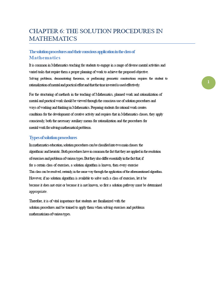 Solution Procedures in Mathematics | PDF | Heuristic | Mathematics