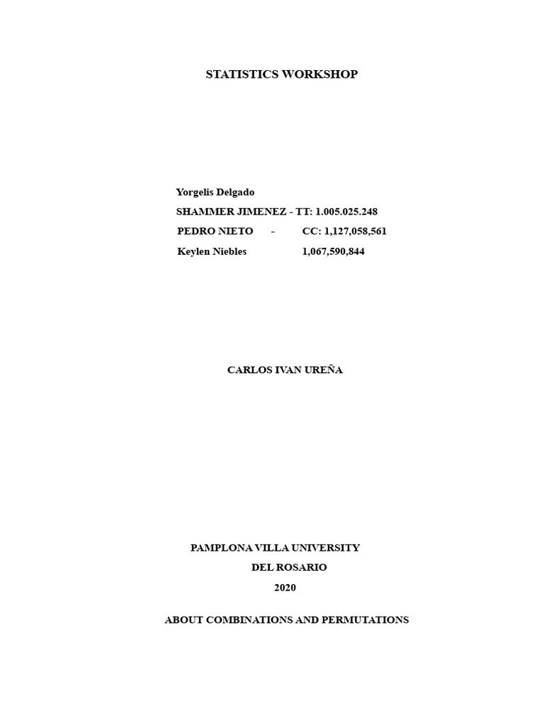 Statistics Workshop | PDF | Applied Mathematics | Mathematics