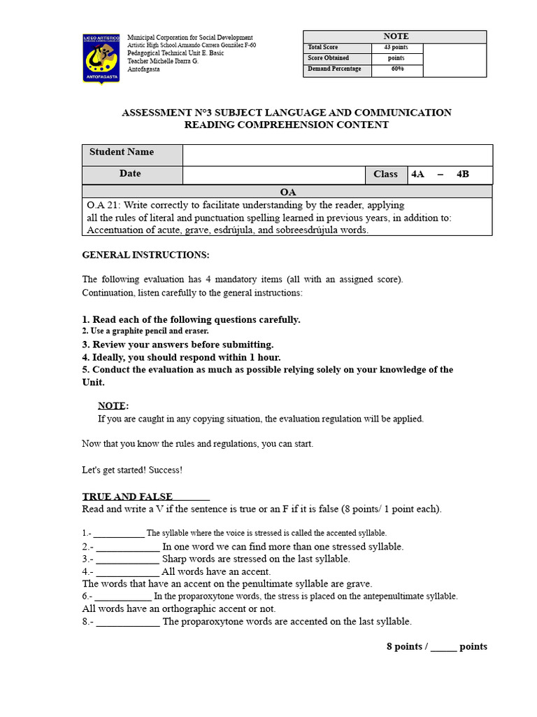Evaluation of Sharp, Serious, and Esdrújula Words | PDF | Stress (Linguistics) | Word