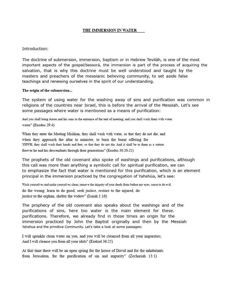 Messianic Concepts About Tevilah | PDF | Baptism | Jesus