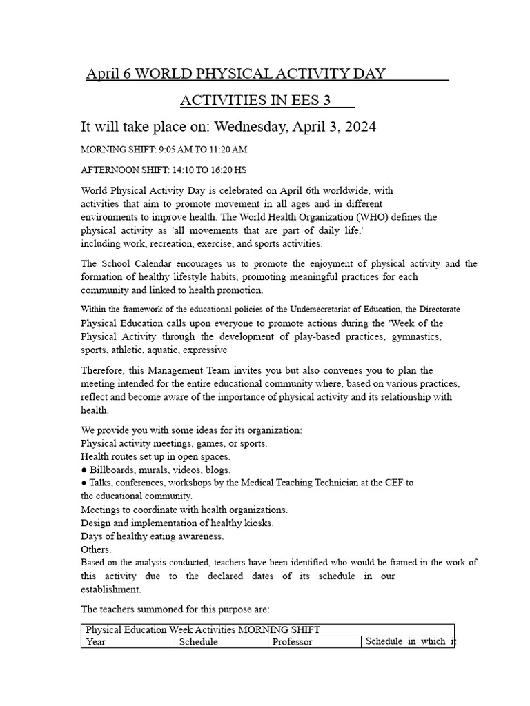 Physical Education Week 2024 | PDF