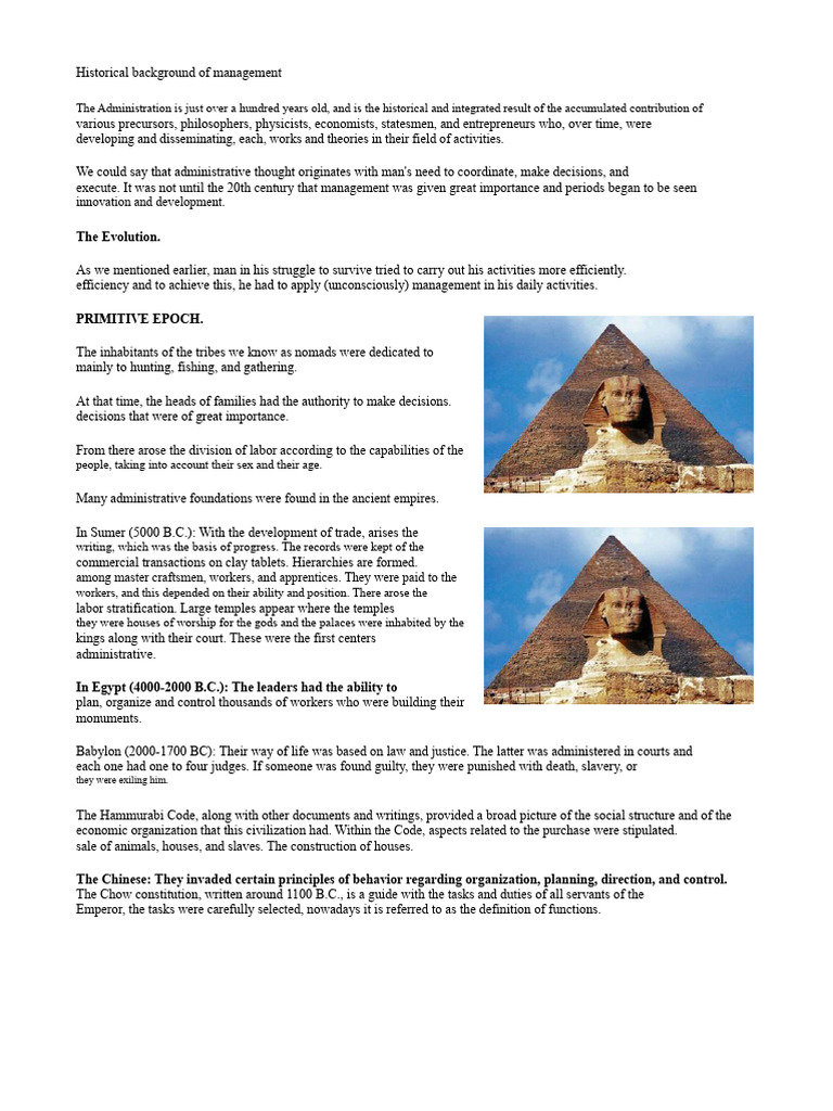 Historical Background of Management | PDF | Ancient Greek Philosophy ...