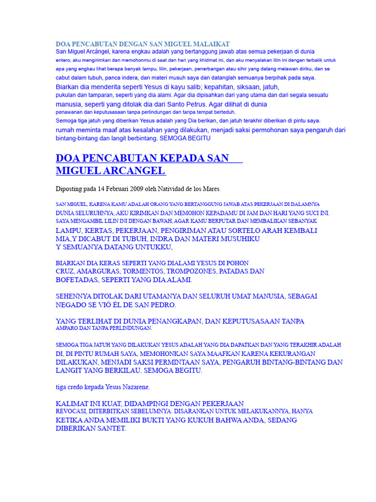 Doa Pencabutan Dengan Santo Mikhael | PDF
