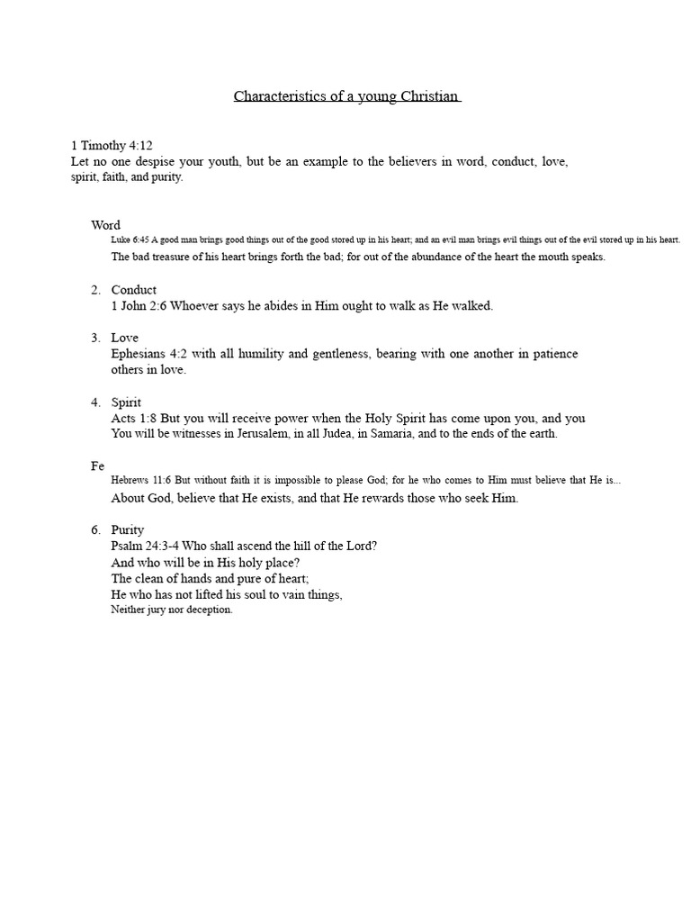 Characteristics of A Christian Young Person | PDF