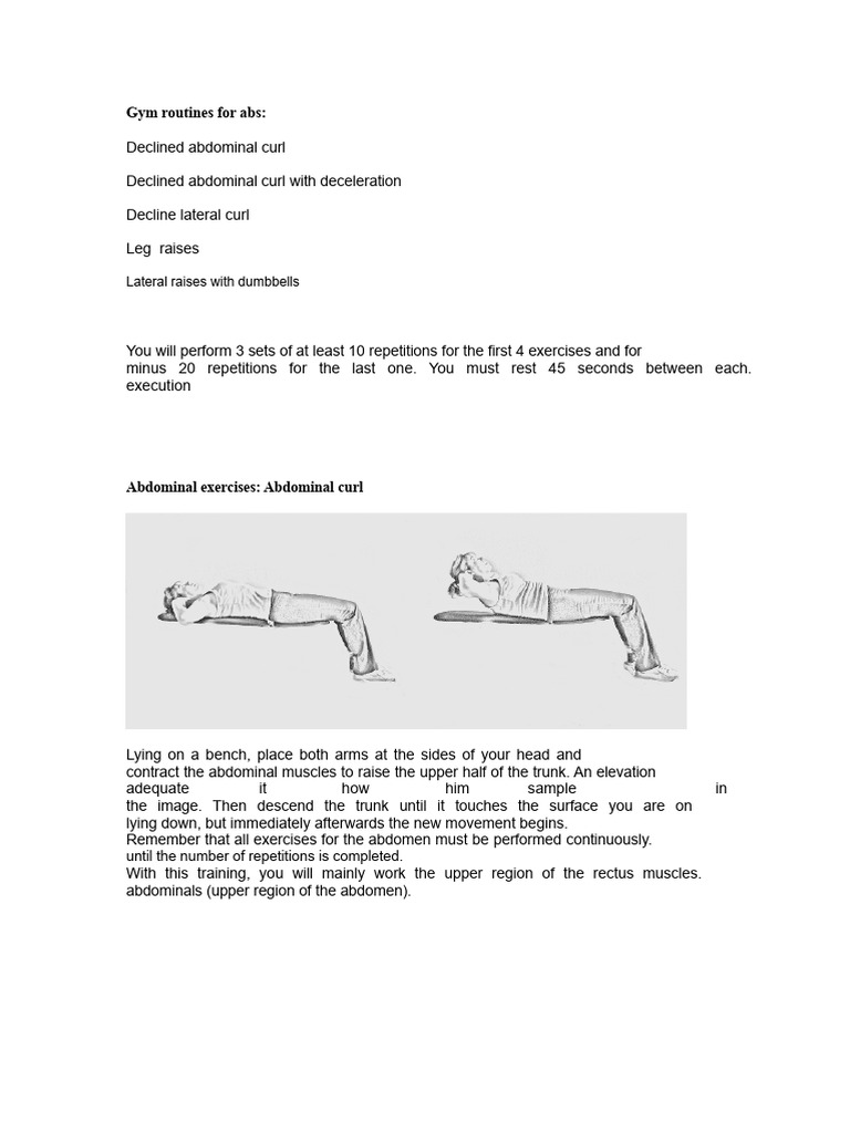 Gym Routines For Abs | PDF | Abdomen | Anatomical Terms Of Motion