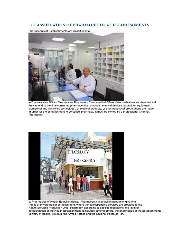 Classification of Pharmaceutical Establishments | PDF