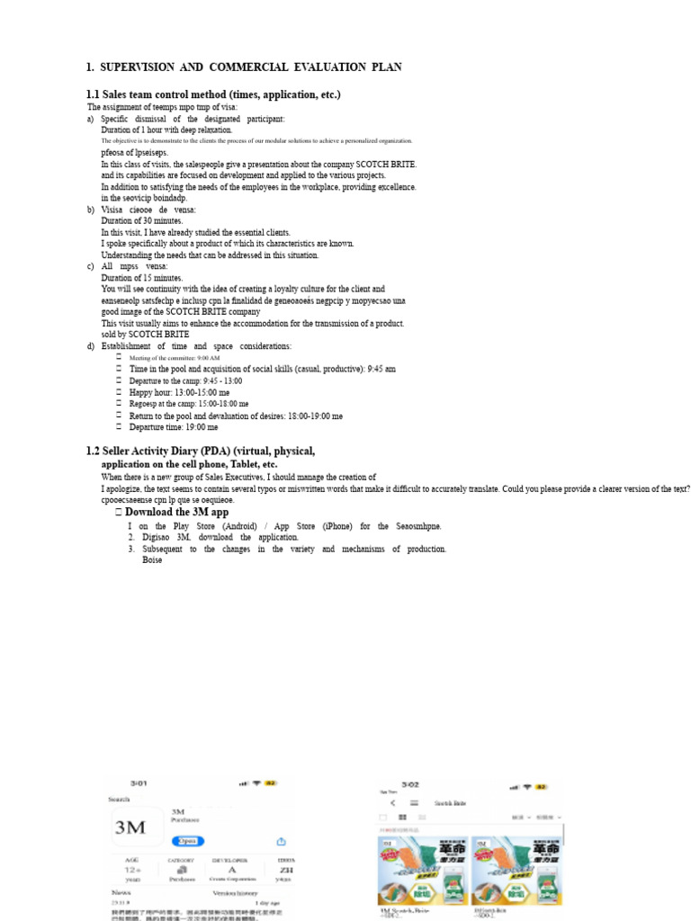 SUPERVISION AND COMMERCIAL EVALUATION PLAN Sales Management | PDF ...