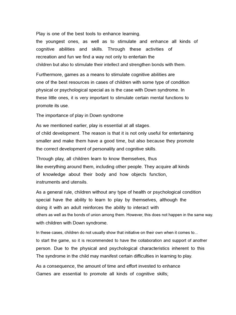 Early Intervention and Activities For Children With Down Syndrome | PDF ...