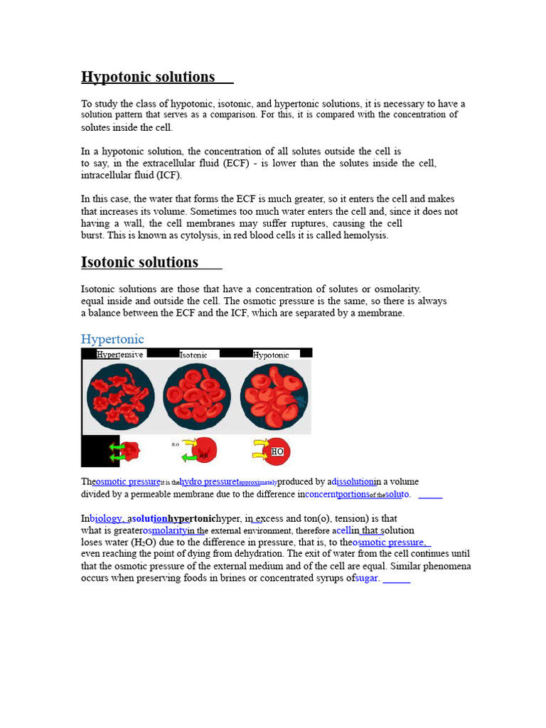 Hypotonic Solutions | PDF