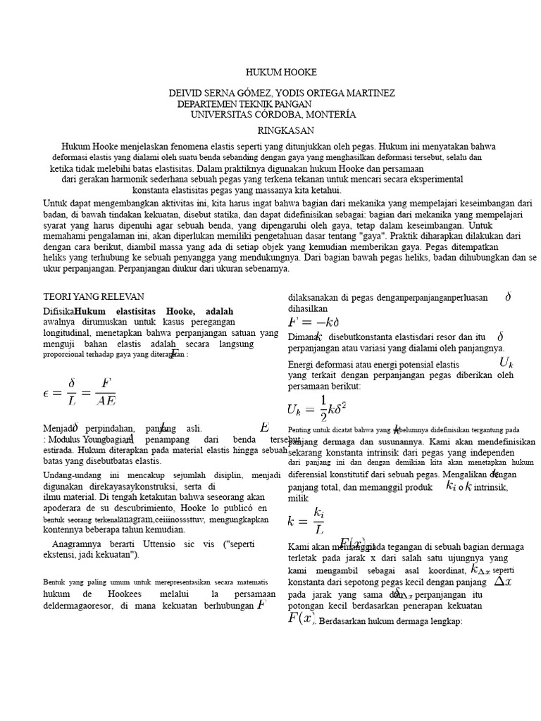 Hukum Hooke dan Elastisitas Pegas | PDF