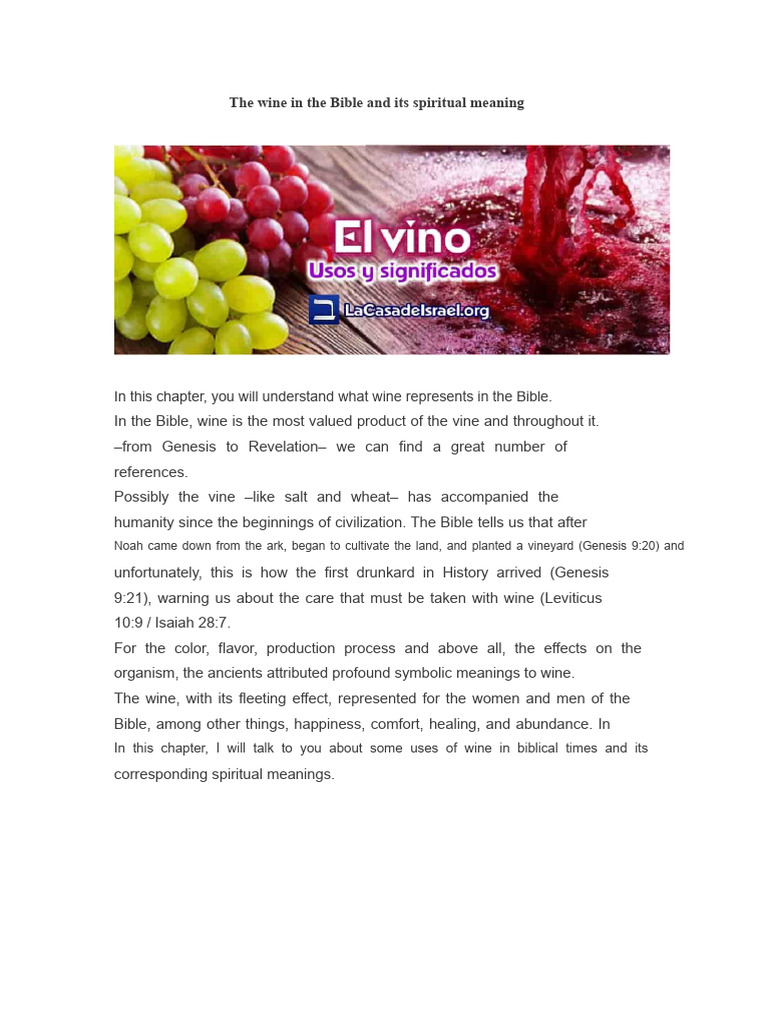 Wine in The Bible and Its Spiritual Meaning | PDF | Eucharist | Grape