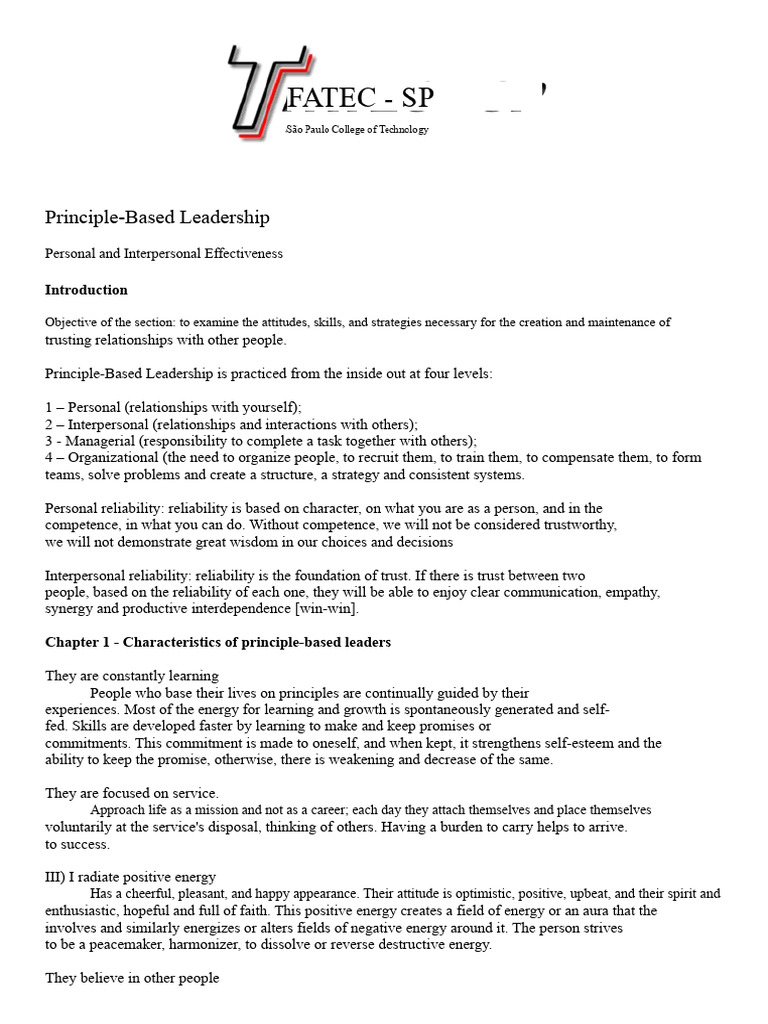 Principle-Based Leadership Strategies | PDF | Leadership | Paradigm