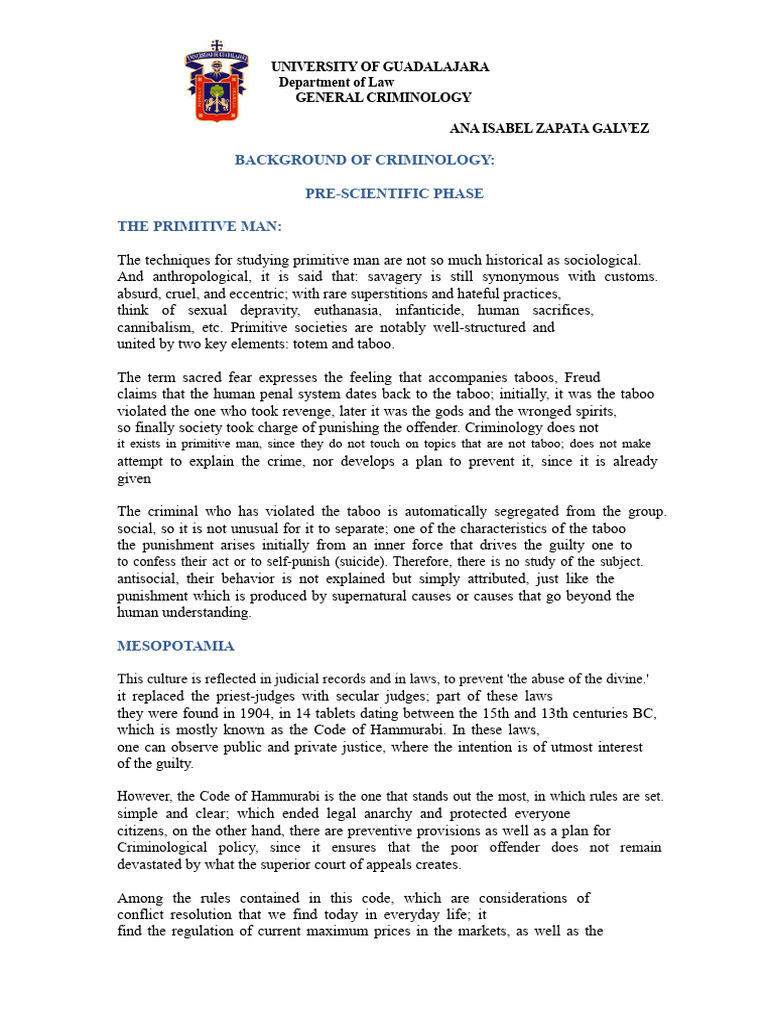 Background of Criminology | PDF | Crimes | Crime & Violence