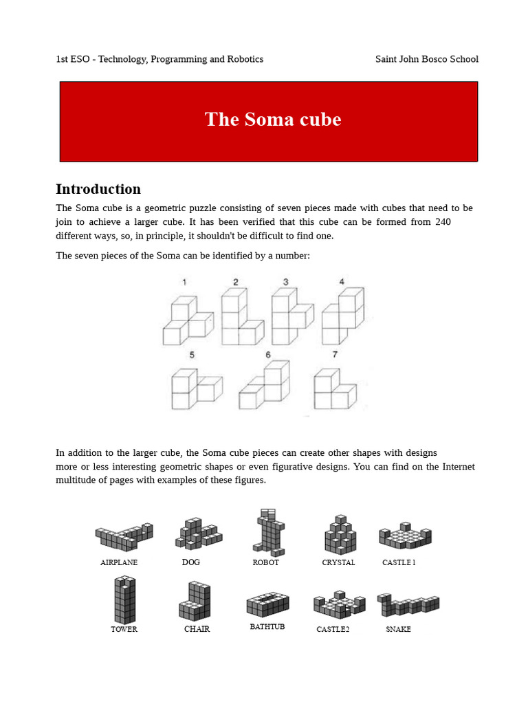 The Soma Cube | PDF | Adhesive | Wood