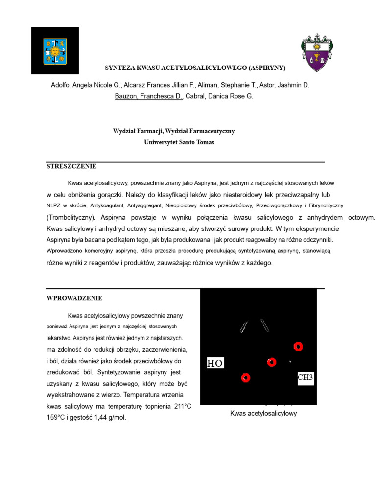 Eksperyment 12 (Synteza Kwasu Acetylosalicylowego) | PDF