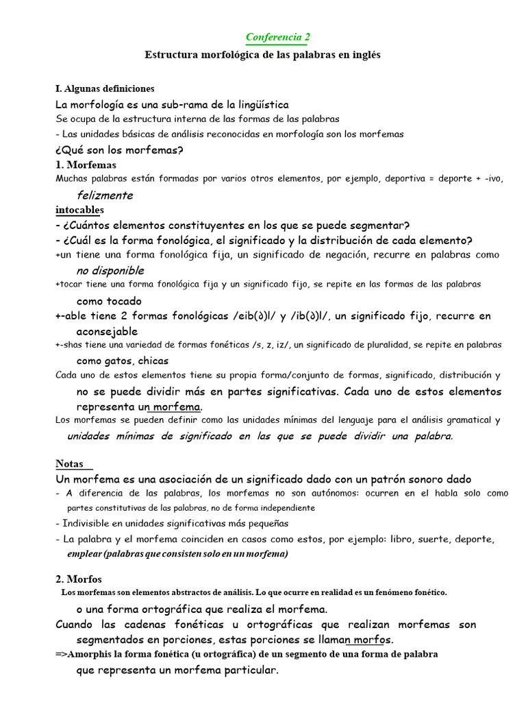 Morfología de Palabras en Inglés | PDF | Palabra | Morfología (Lingüística)