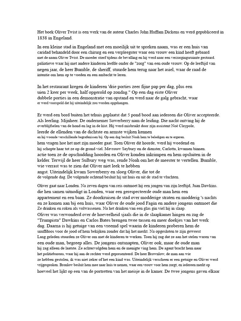 Leesverslag Van Oliver Twist | PDF