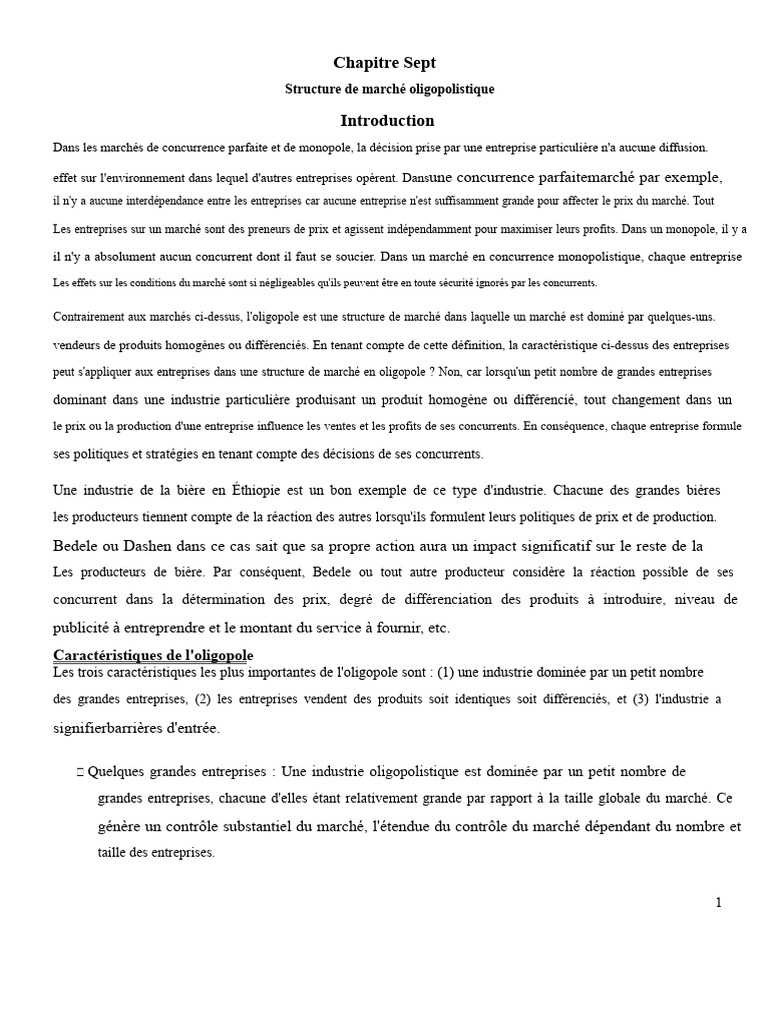 Comprendre l'oligopole et ses caractéristiques | PDF | Offre et demande ...