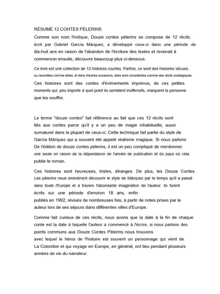 Douze Contes Pèlerins de García Márquez | PDF | Gabriel Garcia Marquez