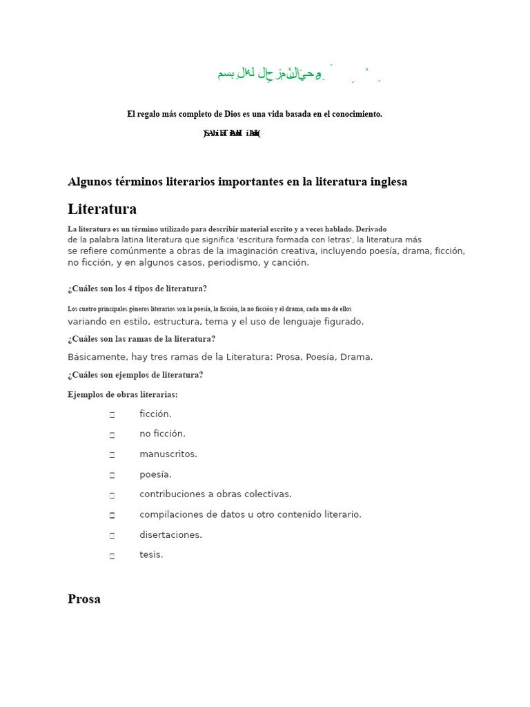 Términos Literarios Importantes en La Literatura Inglesa | PDF | Poesía ...