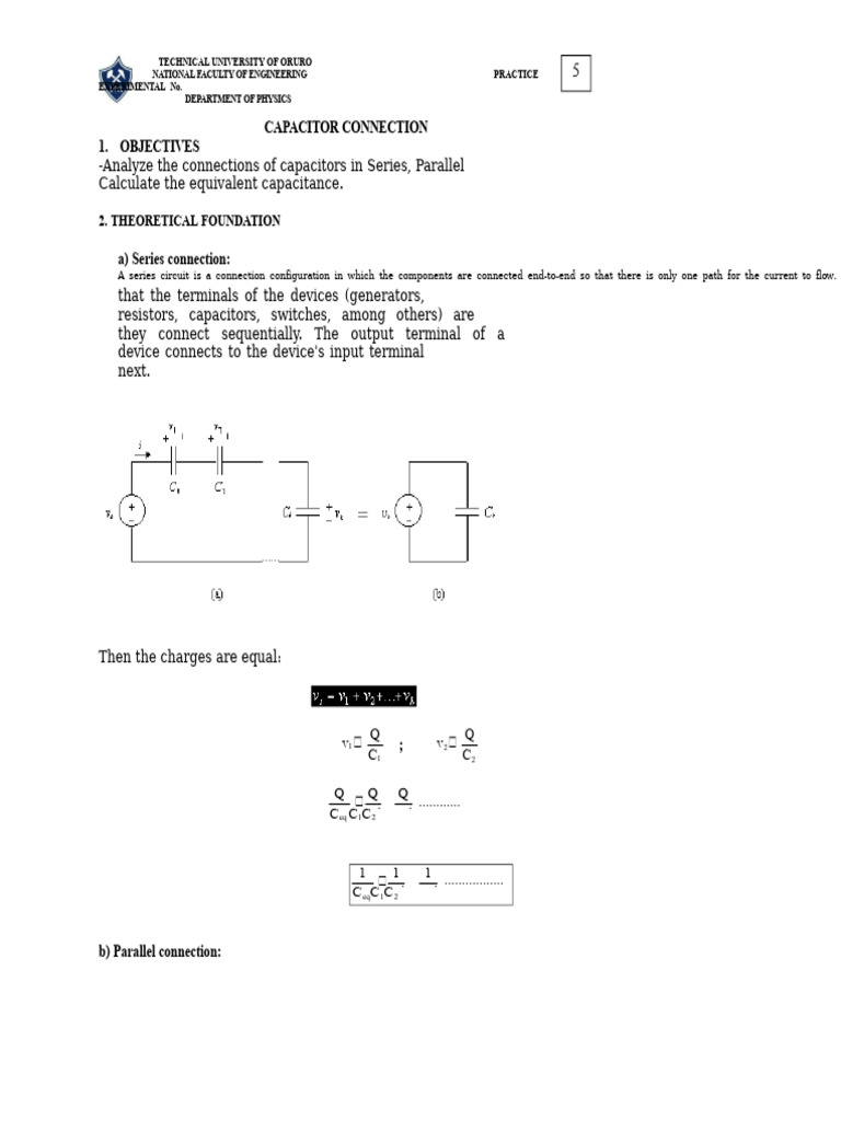 Connection of Capacitors | PDF | Series And Parallel Circuits | Capacitor