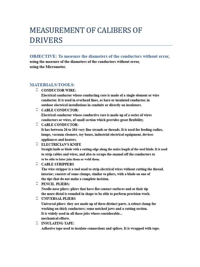 Measurement of Conductor Gauges | PDF | Wire | Electrical Conductor