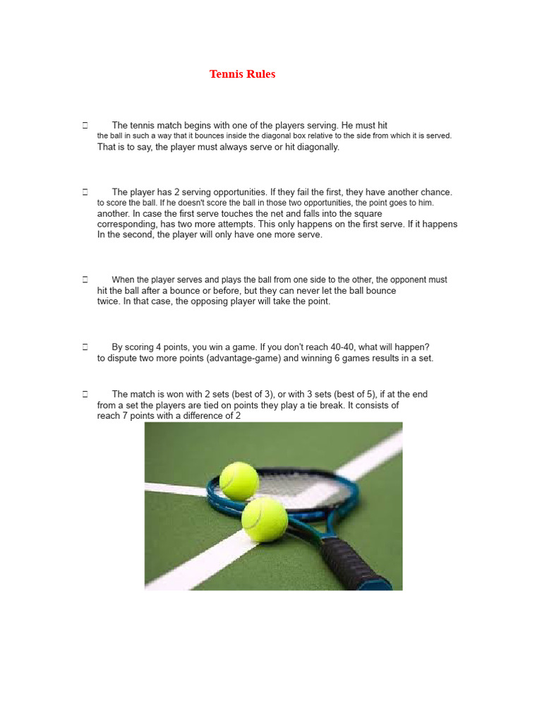 Tennis Serve and Scoring Rules | PDF