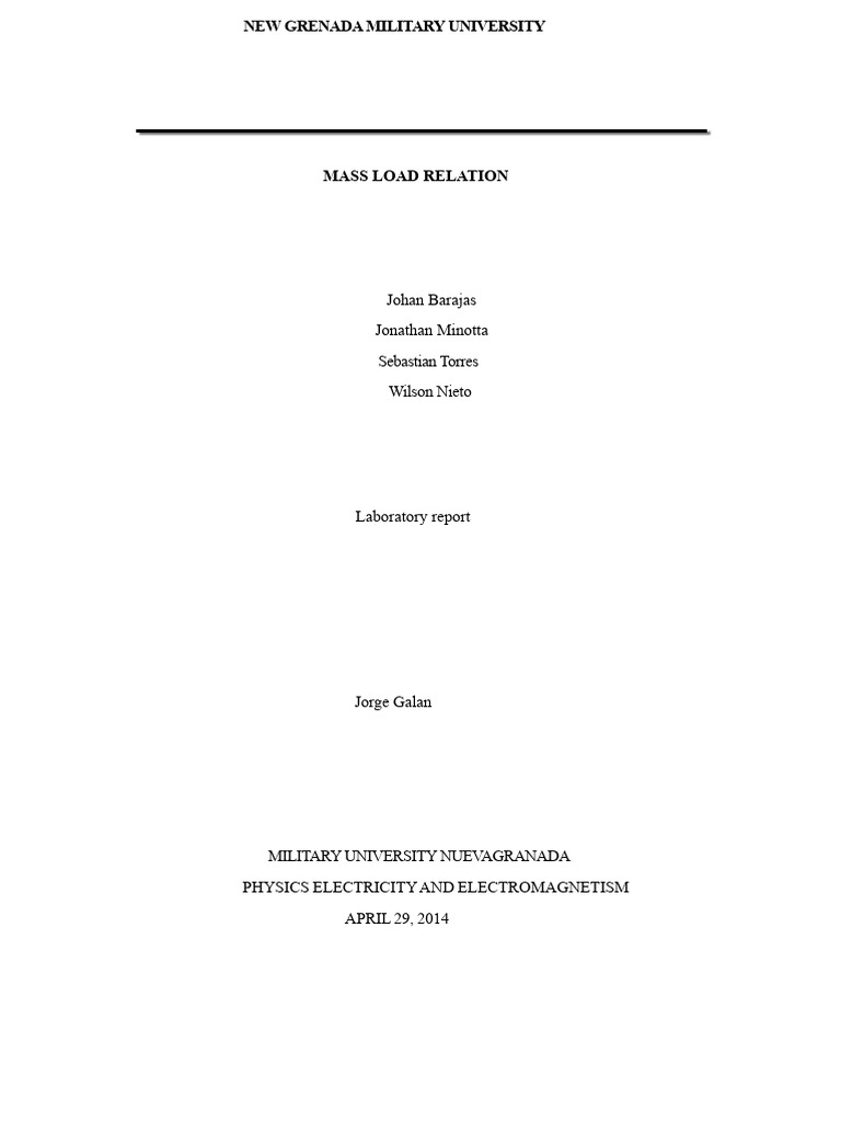 (509698782) Report Mass Load Relationship | PDF | Electronvolt | Force