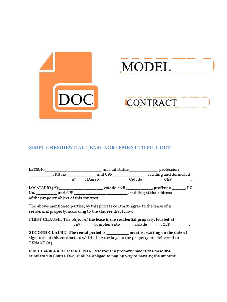Simple Rental Agreement Template Word To Fill Out Updated | PDF | Lease ...