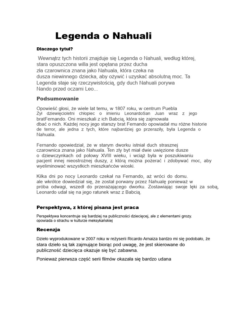Legenda o Nahuali | PDF
