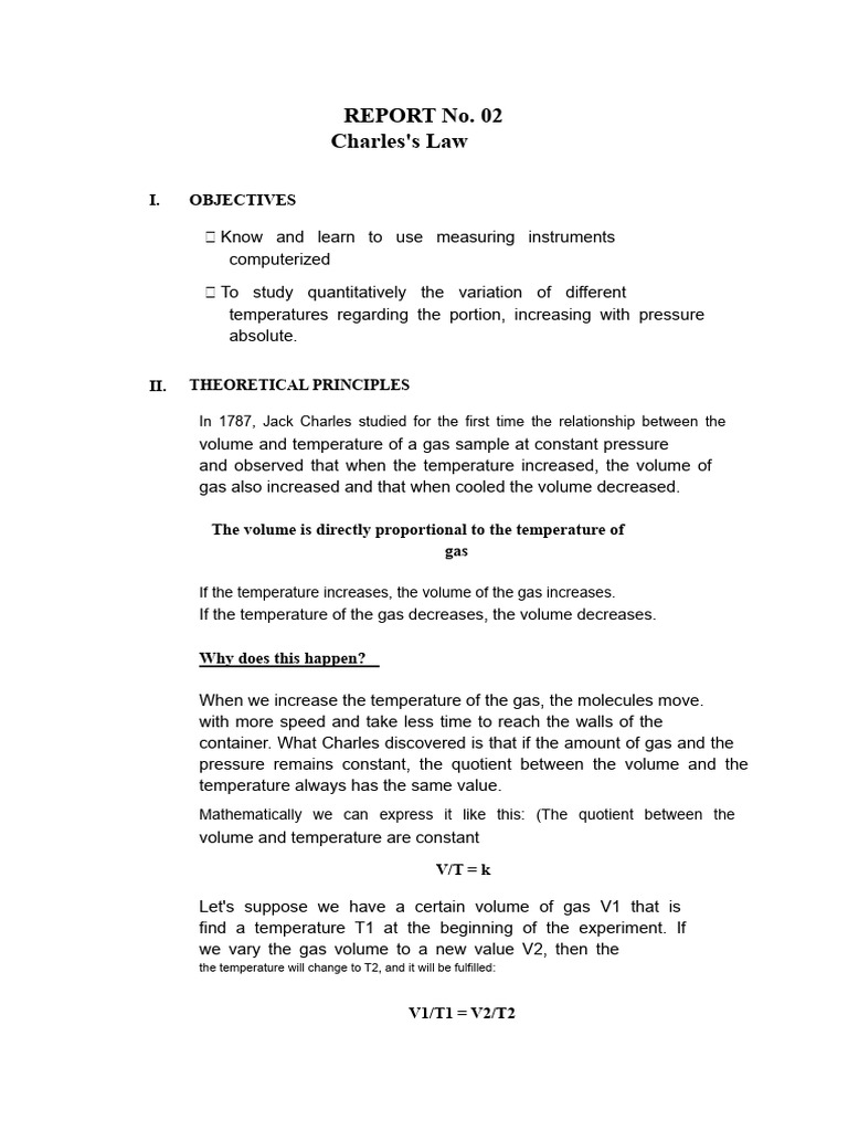 Understanding Charles's Law Experiment | PDF | Gases | Temperature