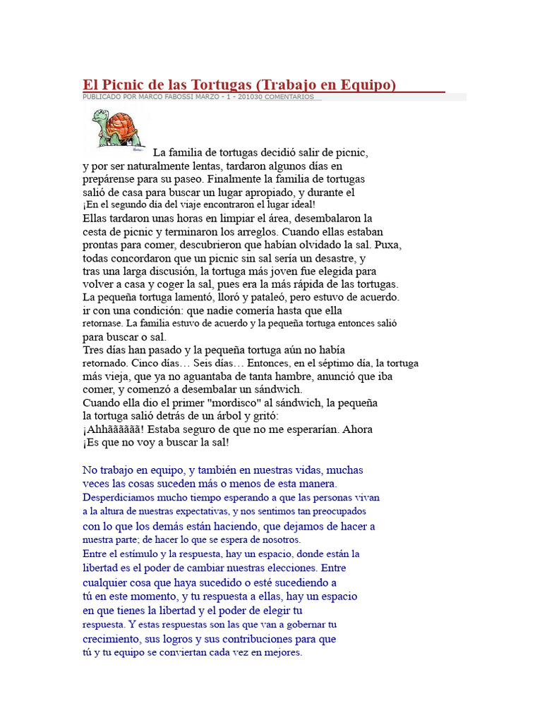 El Picnic de Las Tortugas | PDF