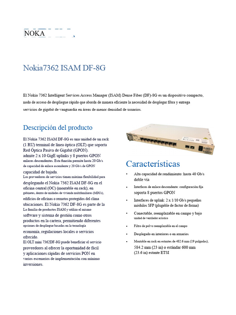 Olt 7362 DF 8 Mini Ficha Técnica PDF | PDF | Telecomunicaciones ...