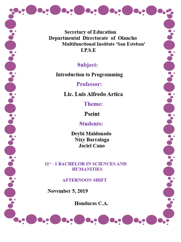 PSeInt Report | PDF | Control Flow | Computer Programming