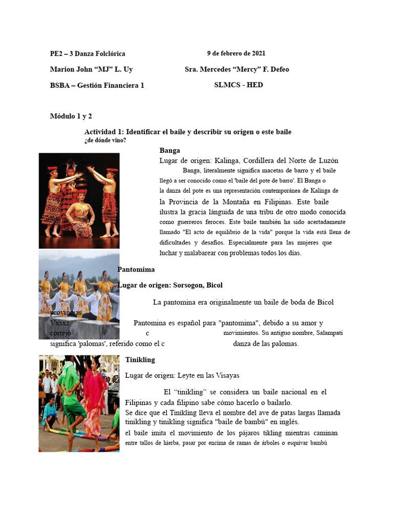 Danza Folklórica | PDF | Bailes | Folklore