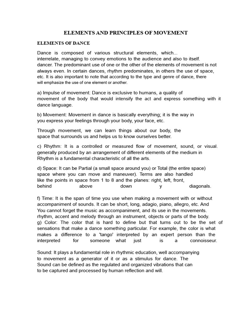 Elements and Principles of Movement | PDF | Dances | Rhythm