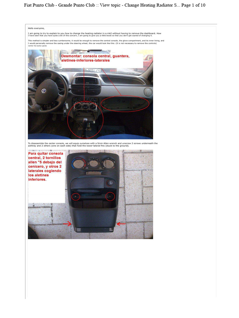 Change Fiat Punto Heating Radiator Guide | PDF | Radiator | Pipe (Fluid ...