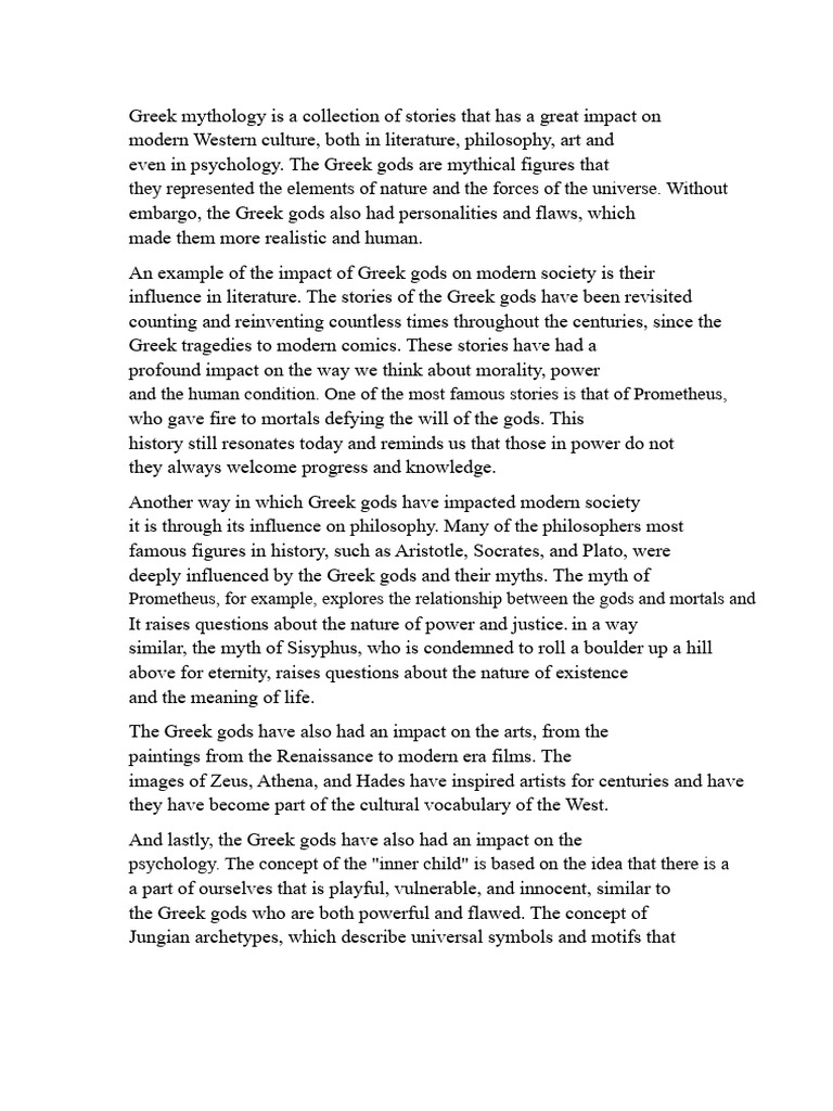 Impact of Greek Gods on Culture | PDF