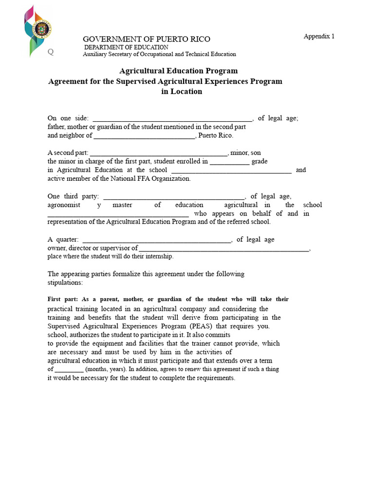 Agricultural Education Internship Agreement | PDF | Vocational ...