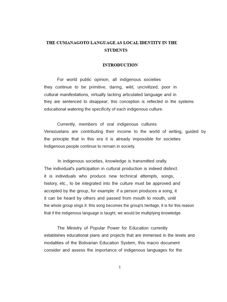 Indigenous Languages | PDF | Part Of Speech | Multiculturalism