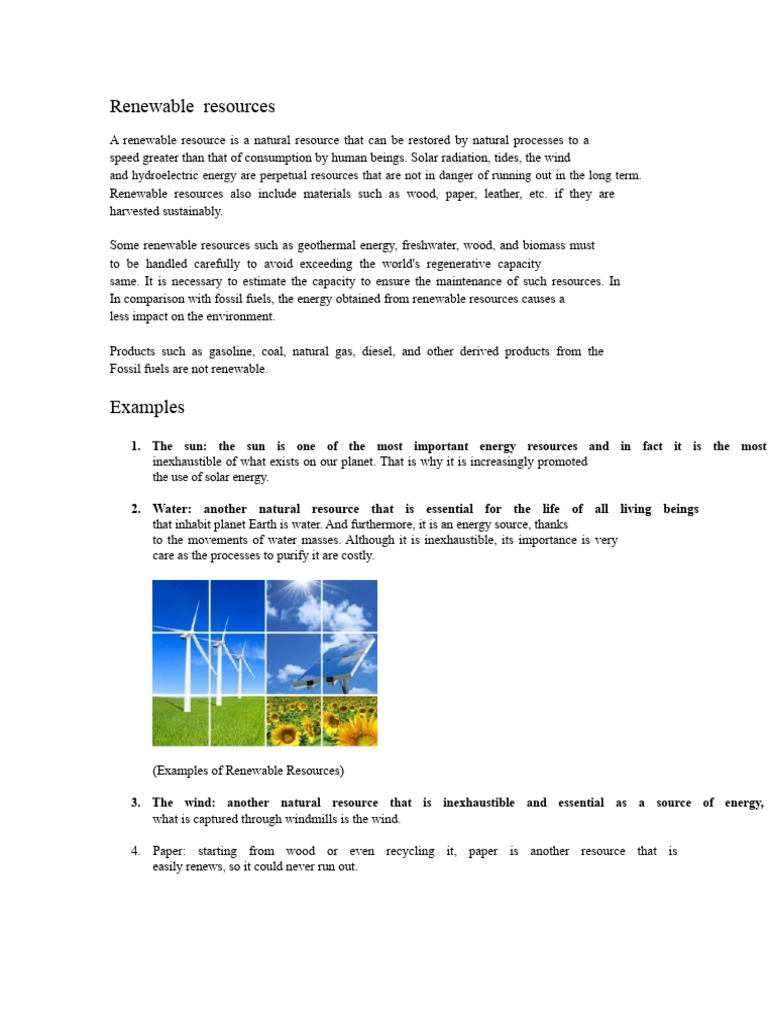 Renewable Resources | PDF | Renewable Energy | Renewable Resources