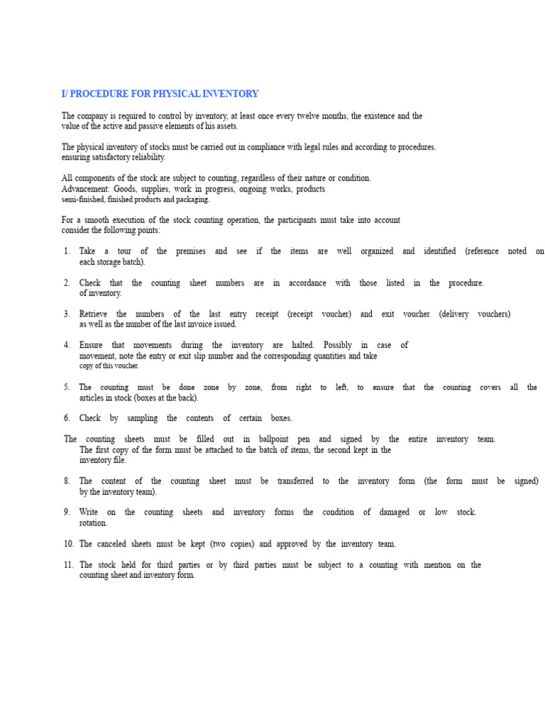 2 Physical Inventory Procedures | PDF | Cost Of Goods Sold | Inventory