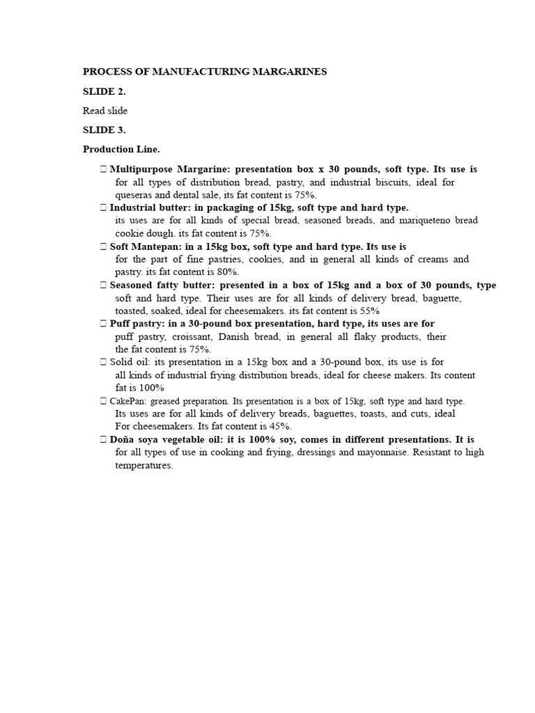 Margarine Manufacturing Process Explained | PDF | Margarine | Oil