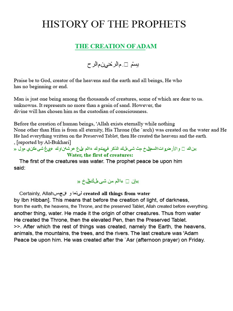 Creation of Adam: The First Prophet | PDF | Cain And Abel | Adam