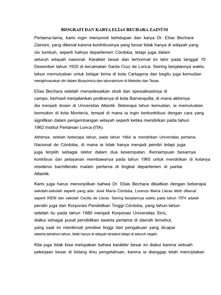 Biografi Dan Karya Elias Bechara Zainum | PDF