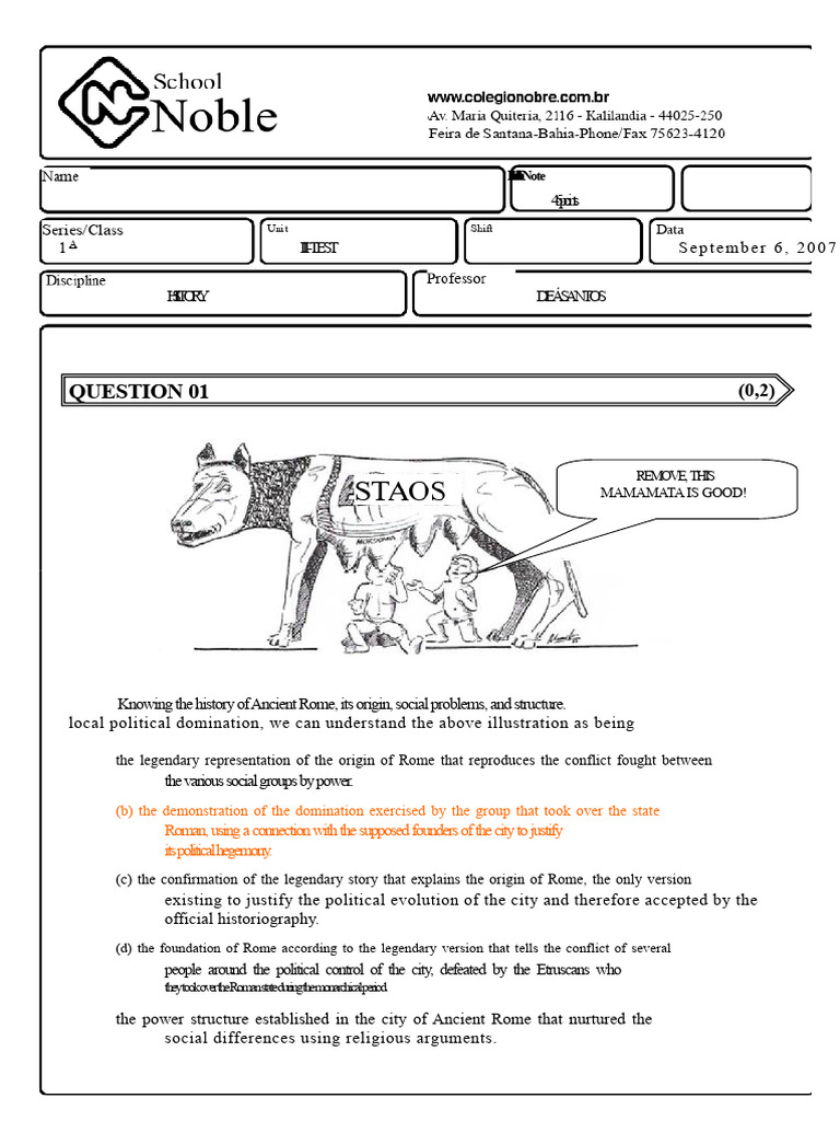 Iii - 1 Year - History - Test | PDF | Ancient Rome | Roman Republic