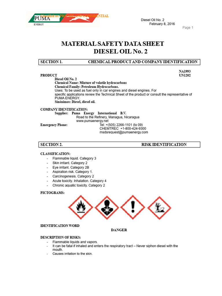Gso-Hds-000 Diesel Oil No. 2 - Gasoline | PDF | Waste | Hazardous Waste