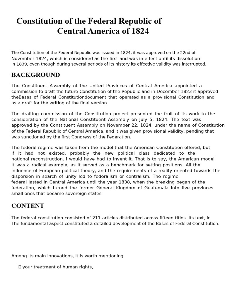 Constitution of The Federal Republic of 1824 | PDF | Constitution ...