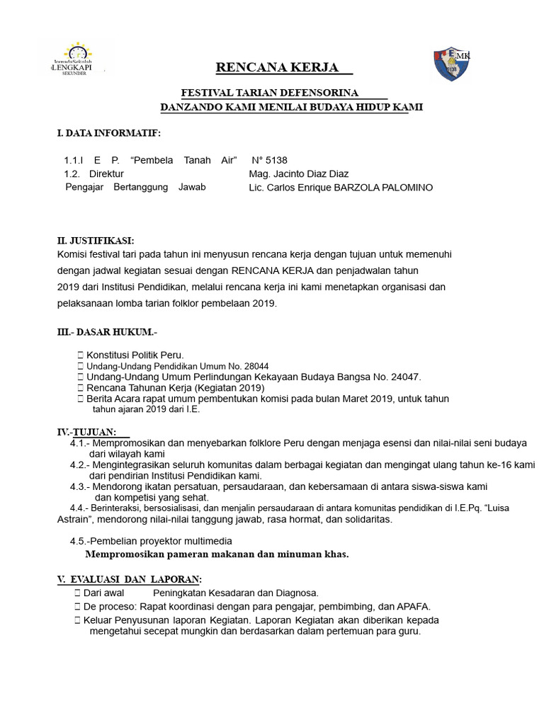 RENCANA KERJA Komisi Tari | PDF